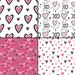 Hearts Digital Paper, Red and Pink Valentine's Day Seamless Patterns ...