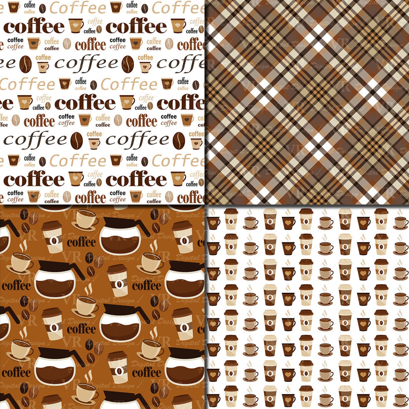 Coffee Digital Paper Set, Coffee Bean Digital Paper, Coffee Cup ...