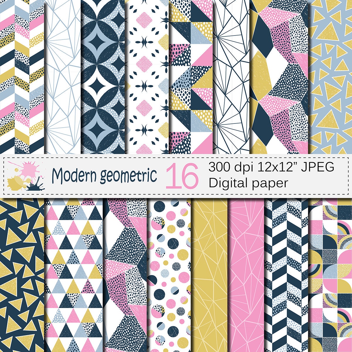 Seamless Modern Geometric Digital Paper, Geometric Patterns, Modern ...