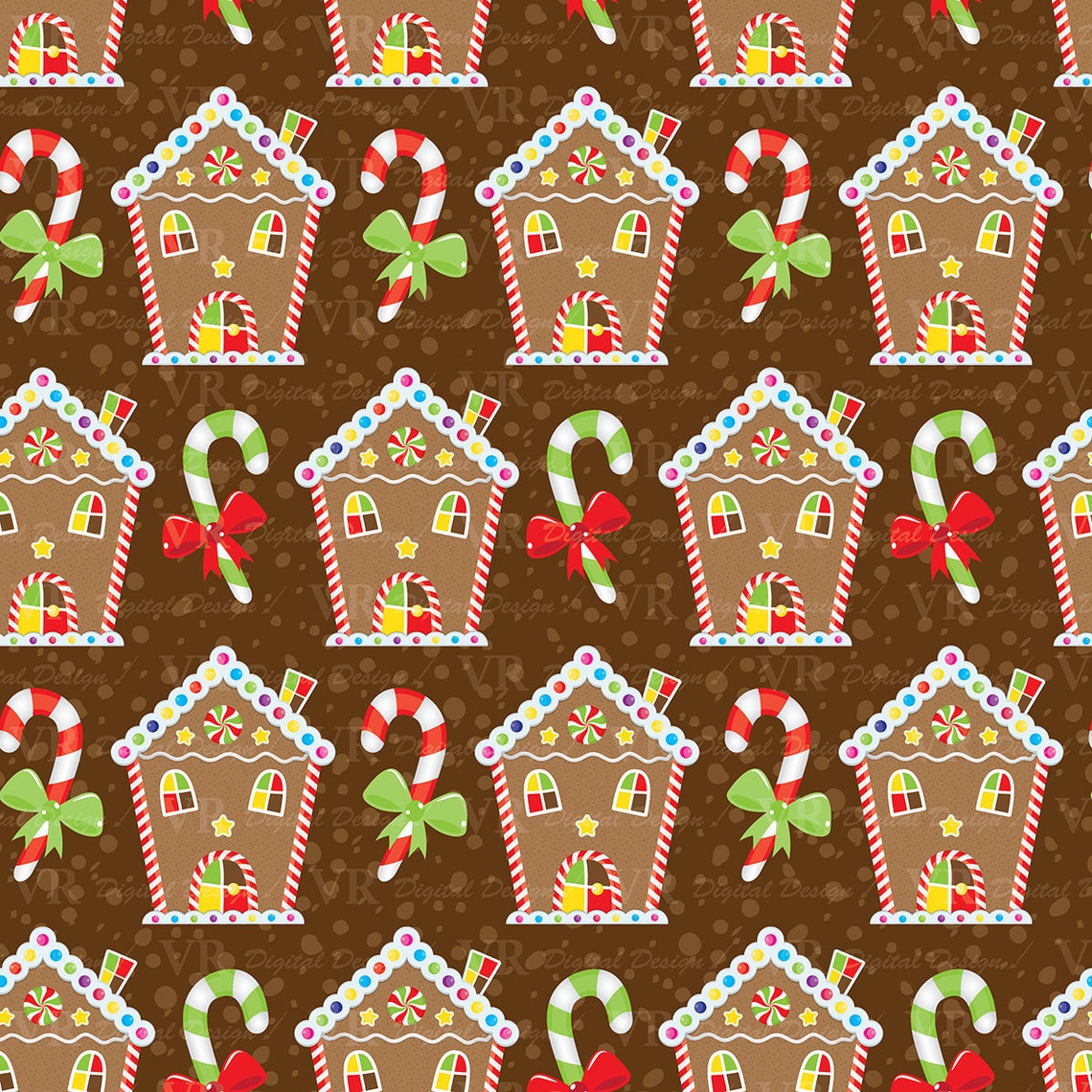 Christmas Gingerbread Digital Paper Set, Gingerbread House, Cookies ...