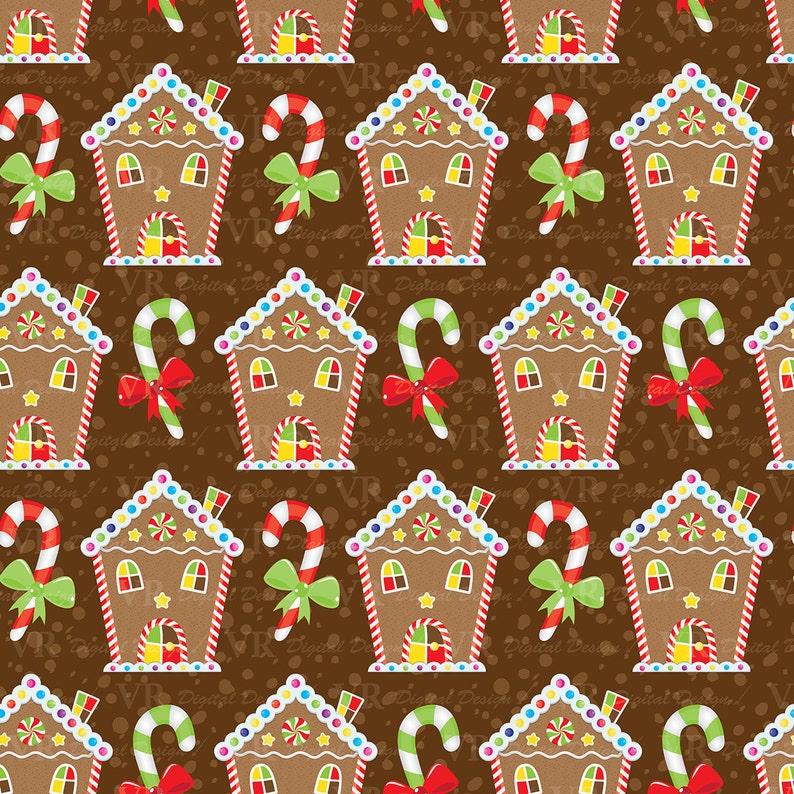 Christmas Gingerbread Digital Paper Set Gingerbread House - Etsy