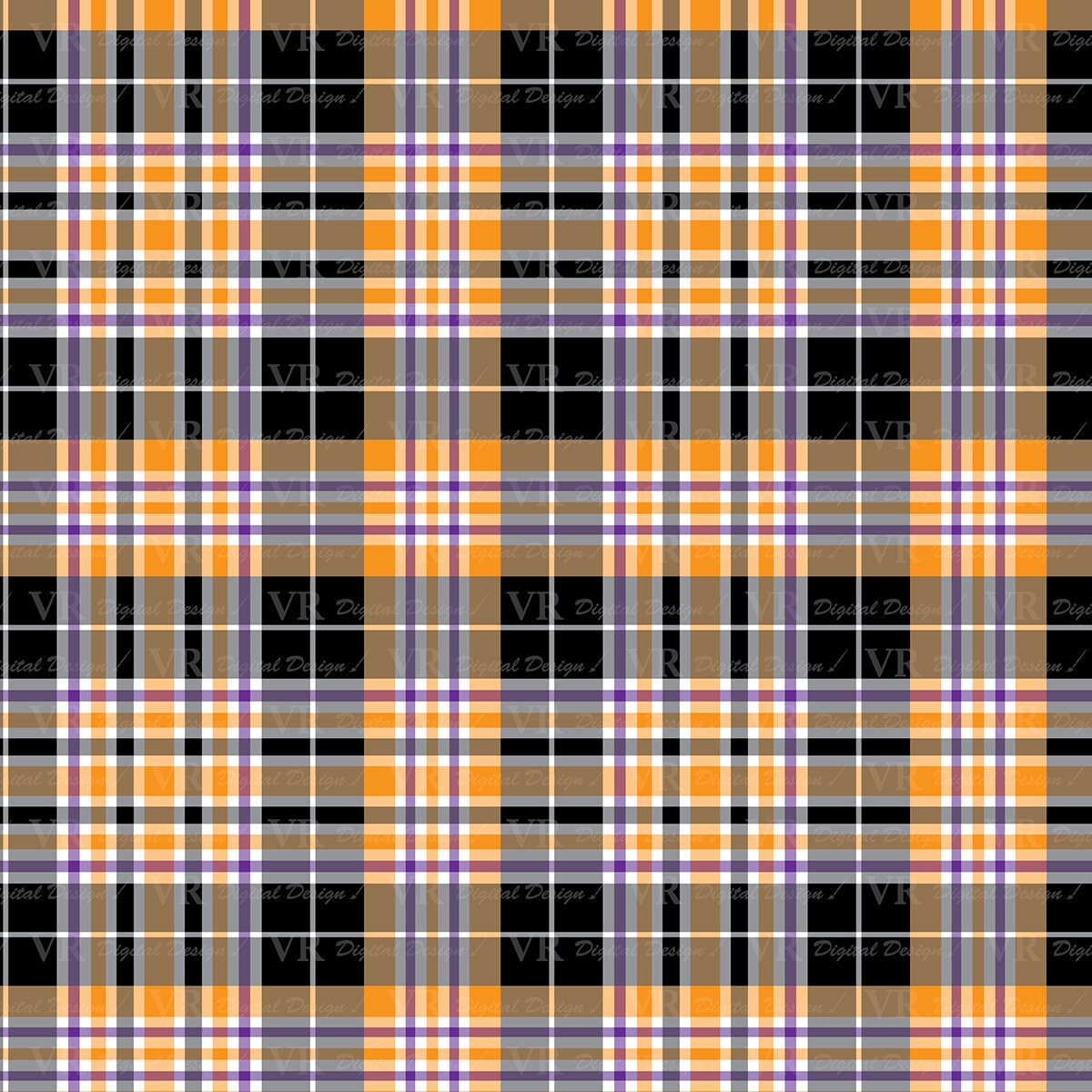 Halloween Plaids Digital Paper Set, Halloween Plaid Digital Papers ...