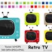Retro TV Clip Art, Television Clipart, Rainbow Vintage TV Clipart ...