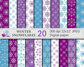 Blue and Pink Digital Paper Set, Geometric Digital Printable Scrapbook ...