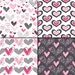 Hearts Digital Paper, Red and Pink Valentine's Day Seamless Patterns ...