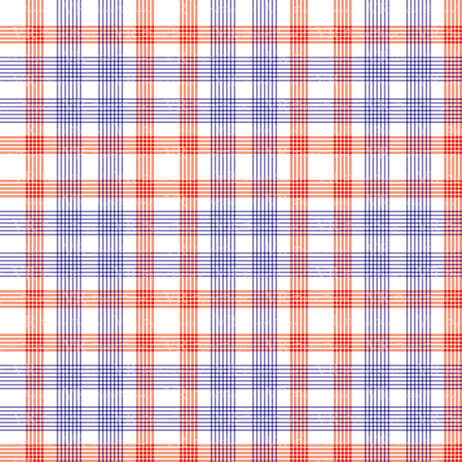 Blue and Red Plaid Digital Paper Set, Patriotic Plaid Digital Scrapbook ...