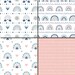 Pastel and Blue Rainbows Digital Paper, Cute Rainbow Seamless Patterns ...