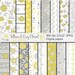 Yellow and Gray Floral Digital Paper, Floral Seamless Pattern, Flowers ...