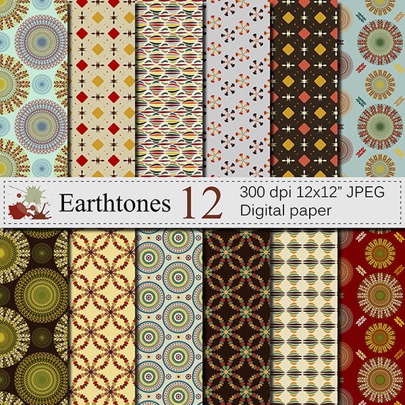 Earth Tones Digital Paper Set Earthtone Abstract Printable | Etsy