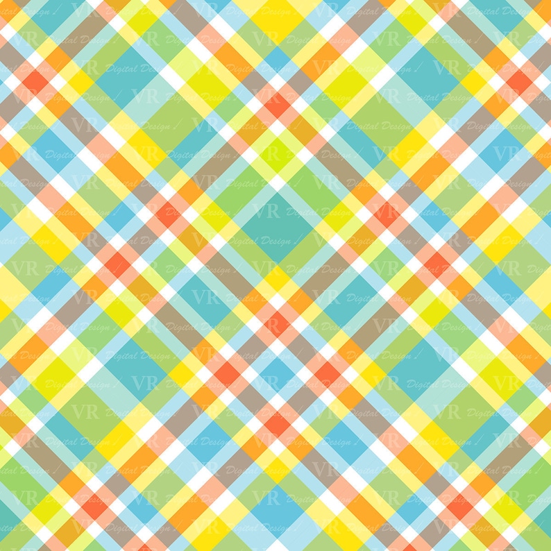 Bright Summer Plaid Digital Paper Summer Multicolored Plaid - Etsy