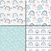 Pastel and Blue Rainbows Digital Paper, Cute Rainbow Seamless Patterns ...