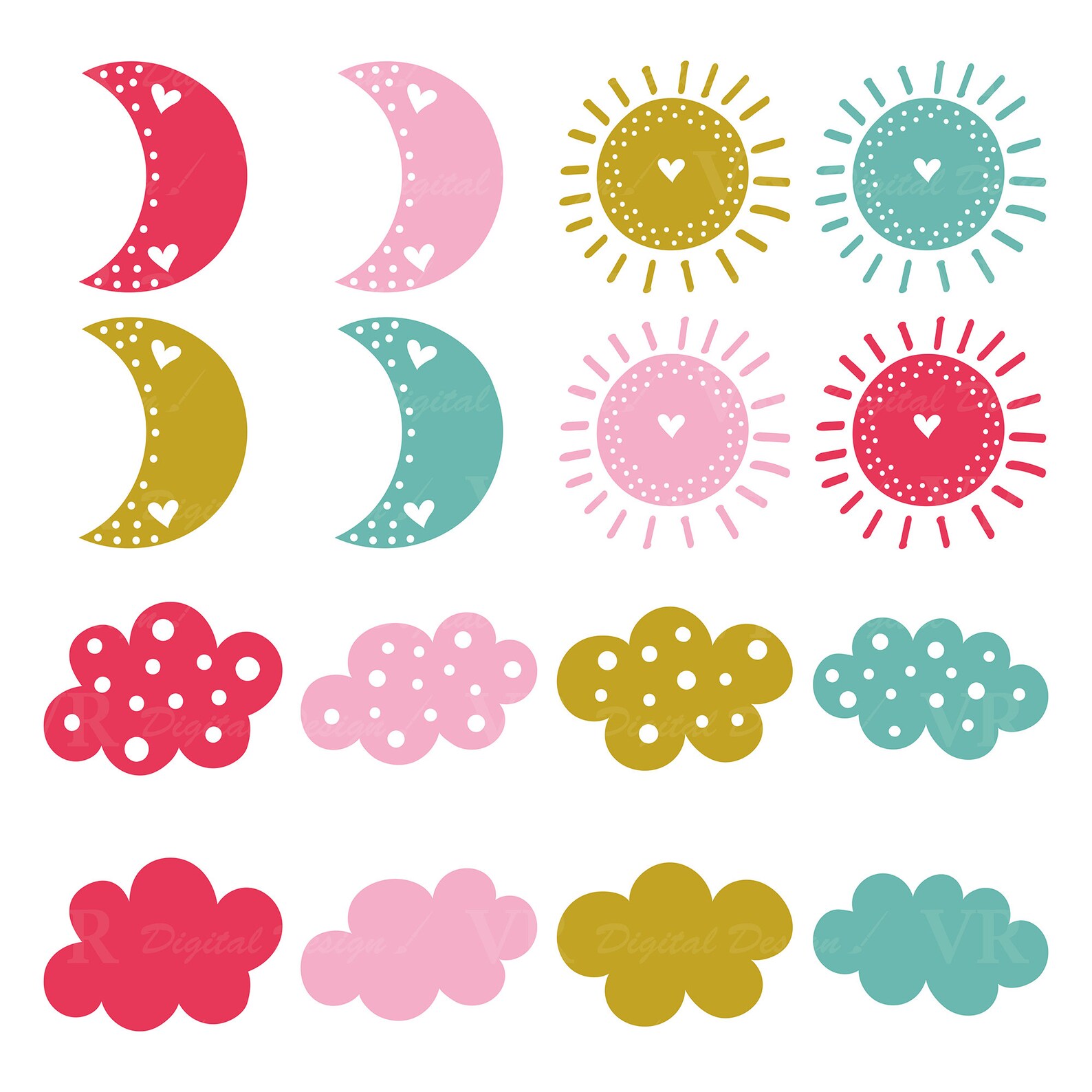 Bright Rainbows Clipart, Colorful Cute Rainbows Illustration, Kids ...