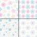 Aqua Blue and Pink Floral Digital Paper, Flower Doodles Seamless ...