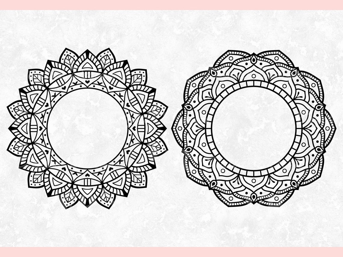 Mandala Monogram SVG Bundle, Circle Floral Monogram Frame Svg Files ...