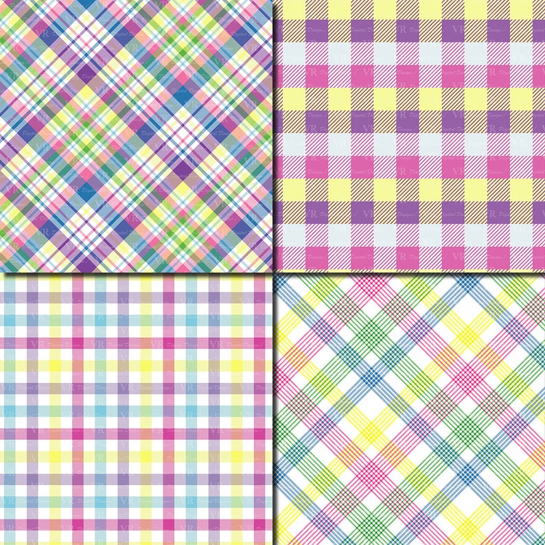 Easter Plaid Digital Paper, Spring Pastel Plaid Pattern, Plaid ...