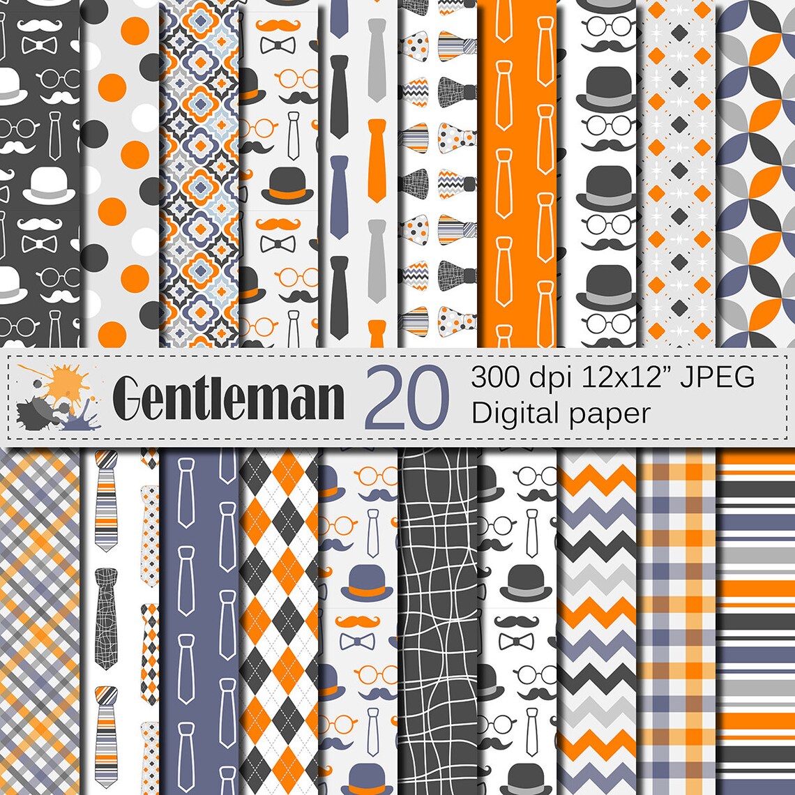 Gentleman Digital Papers, Man Digital Paper Patterns, Fathers Day ...