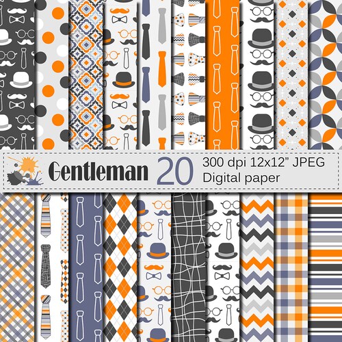 Gentleman Digital Papers Man Digital Paper Patterns Fathers - Etsy