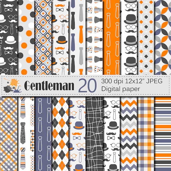Gentleman Digital Papers Man Digital Paper Patterns Fathers | Etsy
