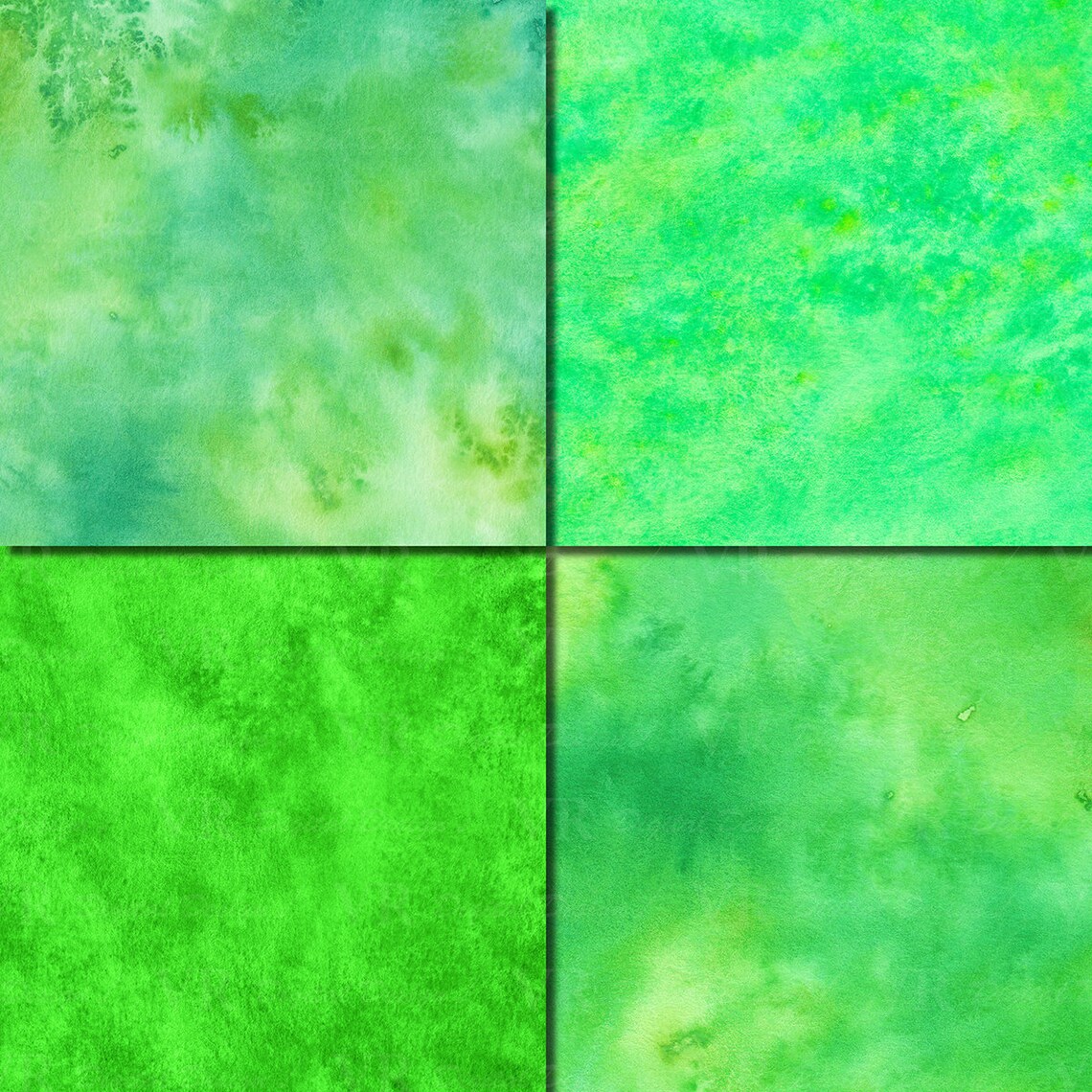 Green Watercolor Digital Paper, Watercolor Textures, Hanpainted ...