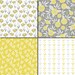 Yellow and Gray Floral Digital Paper, Floral Seamless Pattern, Flowers ...