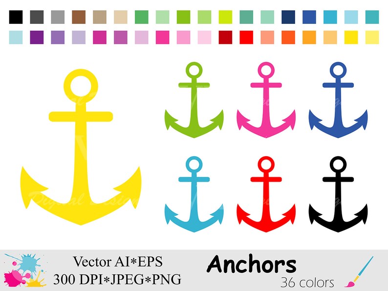 Anchor Clip Art, Nautical Clipart, Rainbow Anchor Planner Stickers ...