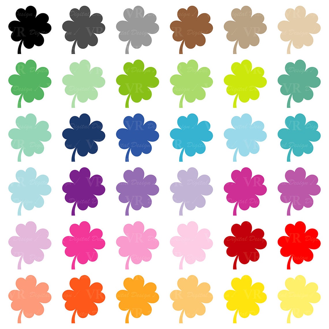 Rainbow Shamrock Clip Art, Colorful Clover Clipart, St Patricks Day ...