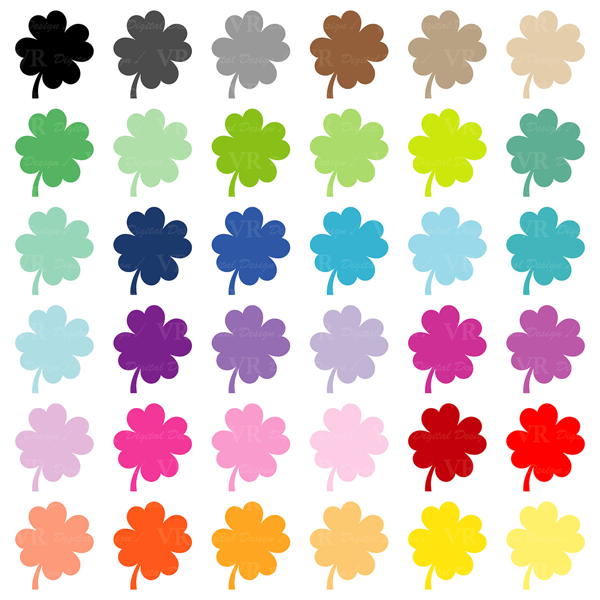 Rainbow Shamrock Clip Art, Colorful Clover Clipart, St Patricks Day ...