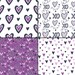 Hearts Digital Paper, Purple Valentine's Day Seamless Patterns, Love ...