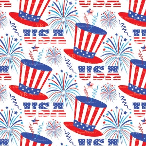 4th of July Digital Papers, Patriotic USA Red and Blue Stars and ...
