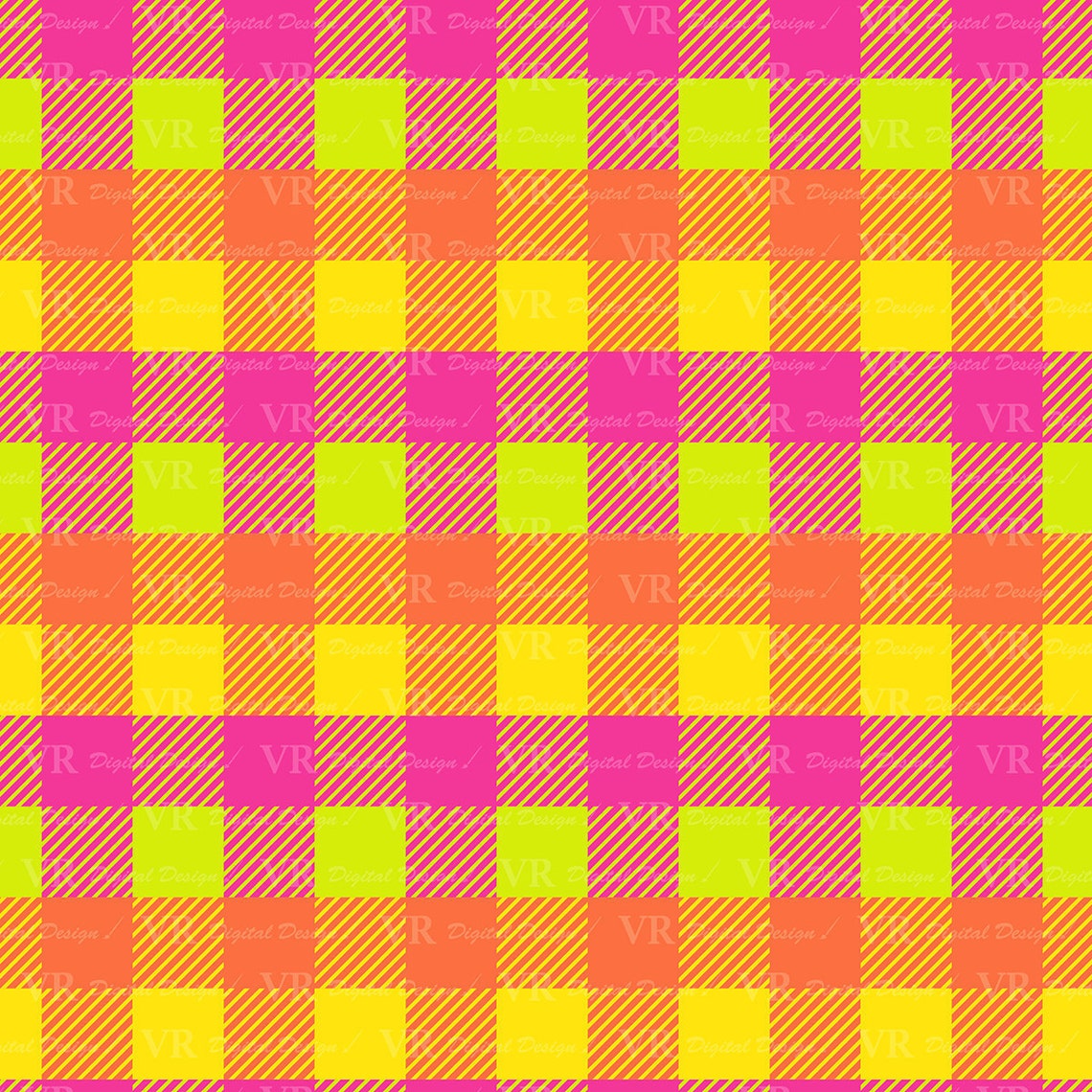 Bright Summer Plaid Digital Paper Summer Multicolored Plaid - Etsy