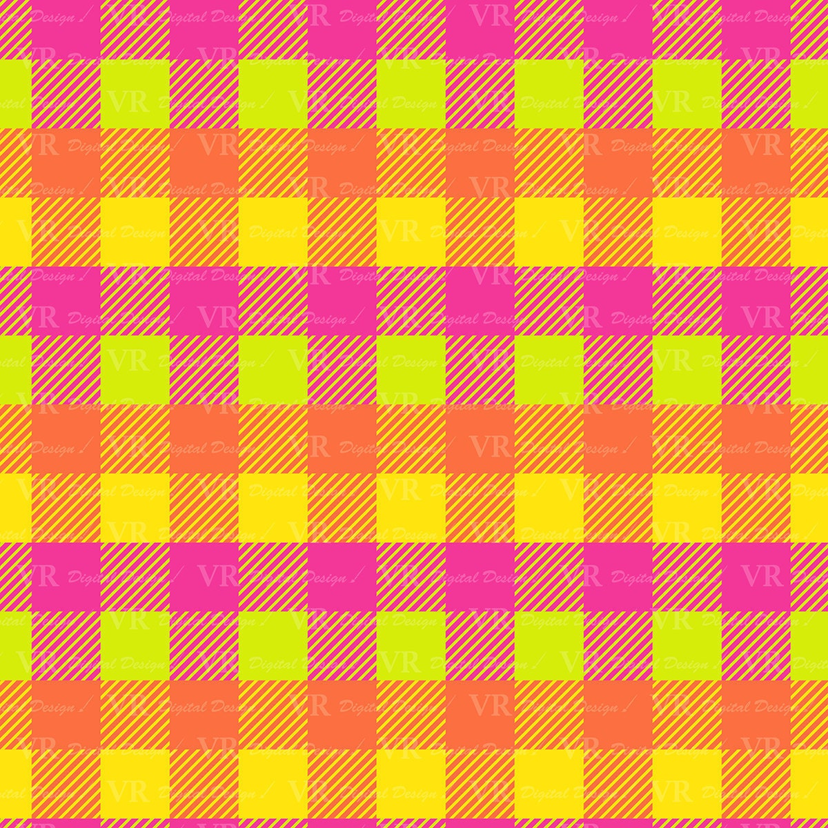 Bright Summer Plaid Digital Paper, Summer Multicolored Plaid Patterns ...