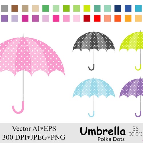 Umbrella Clipart Clip Art Rainbow Umbrellas Bright Colors - Etsy