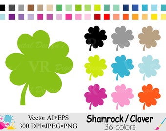 100 Clover Clipart, Shamrock Clip Art, Rainbow Planner Printable ...