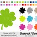Rainbow Shamrock Clip Art, Colorful Clover Clipart, St Patricks Day ...