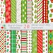 Red and Green Christmas Digital Paper Set, Christmas Digital Papers ...