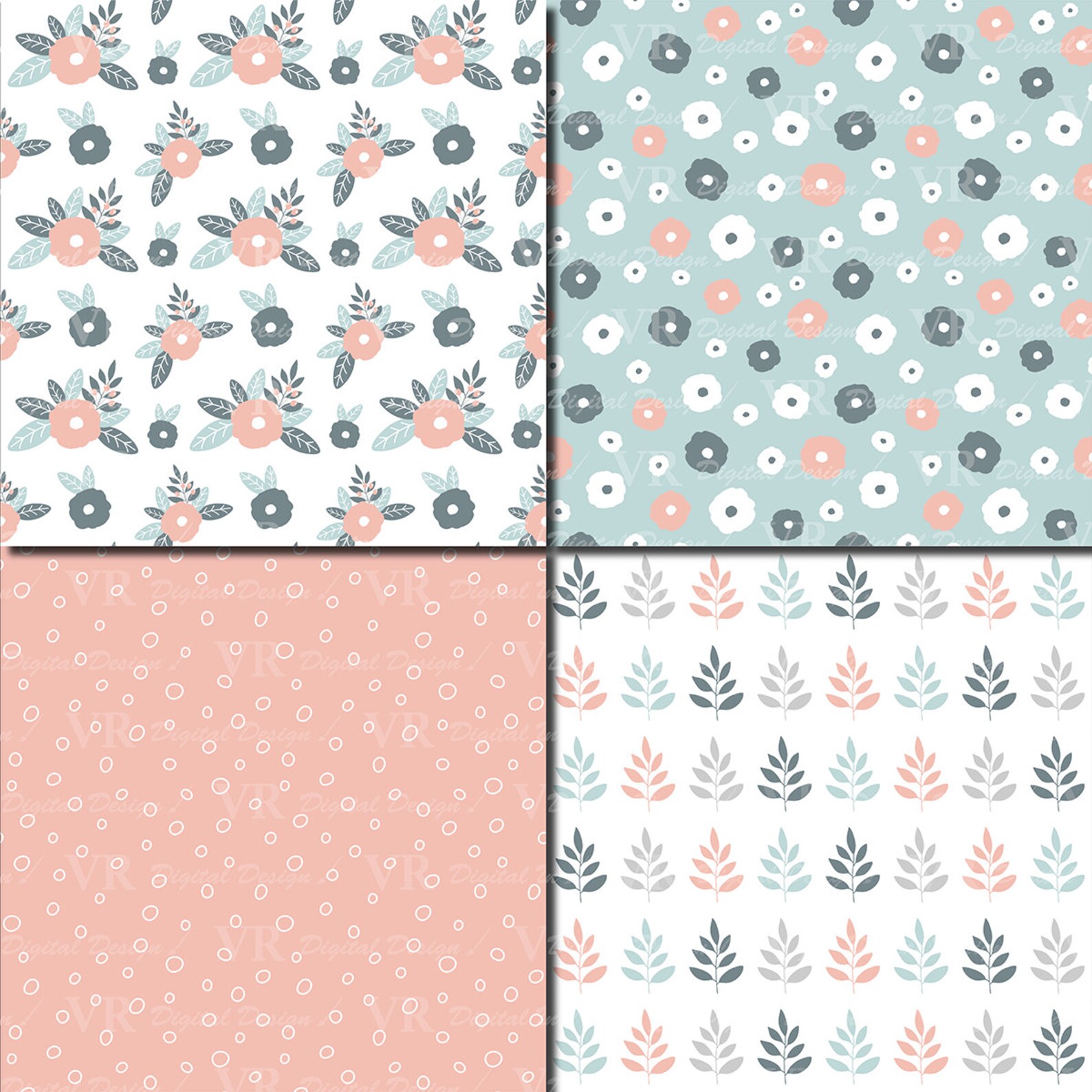 Seamless Floral Digital Paper Pastel Flowers Seamless - Etsy