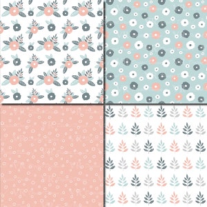 Seamless Floral Digital Paper, Pastel Flowers Seamless Pattern, Peach ...