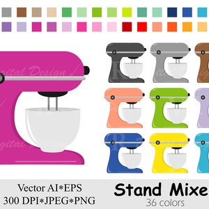 Stand Mixer Clip Art, Cake Mixer Clipart, Rainbow Kitchen Mixer Clipart ...