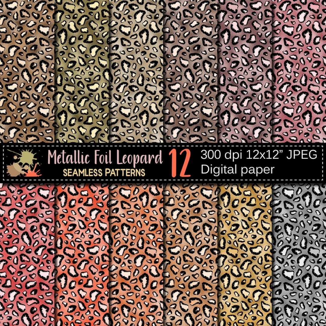 Metallic Leopard Seamless Patterns / Leopard Foil Digital Paper ...