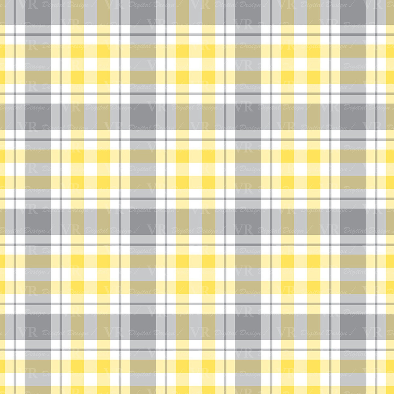 Yellow and Grey Plaids Digital Paper Set, Yellow and Grey Plaid Digital ...