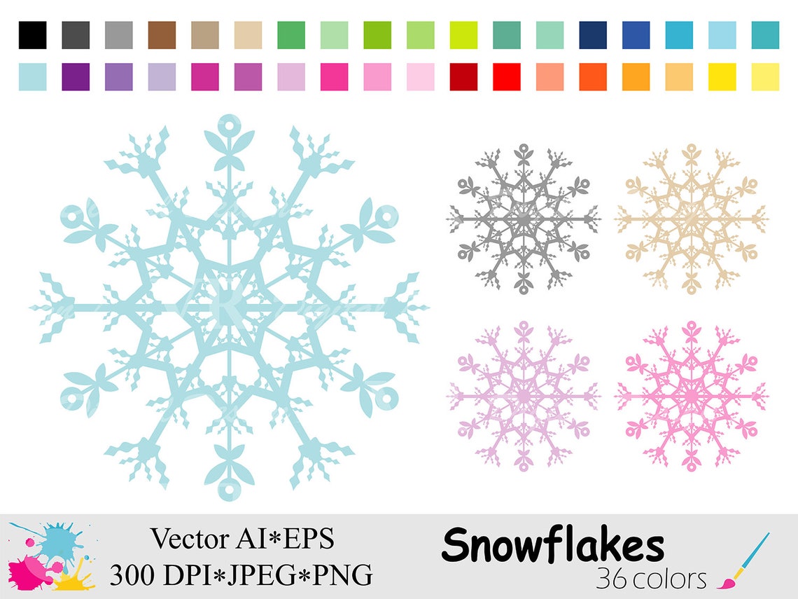 Rainbow Snowflake Clip Art, Colorful Winter Snowflakes Clipart ...
