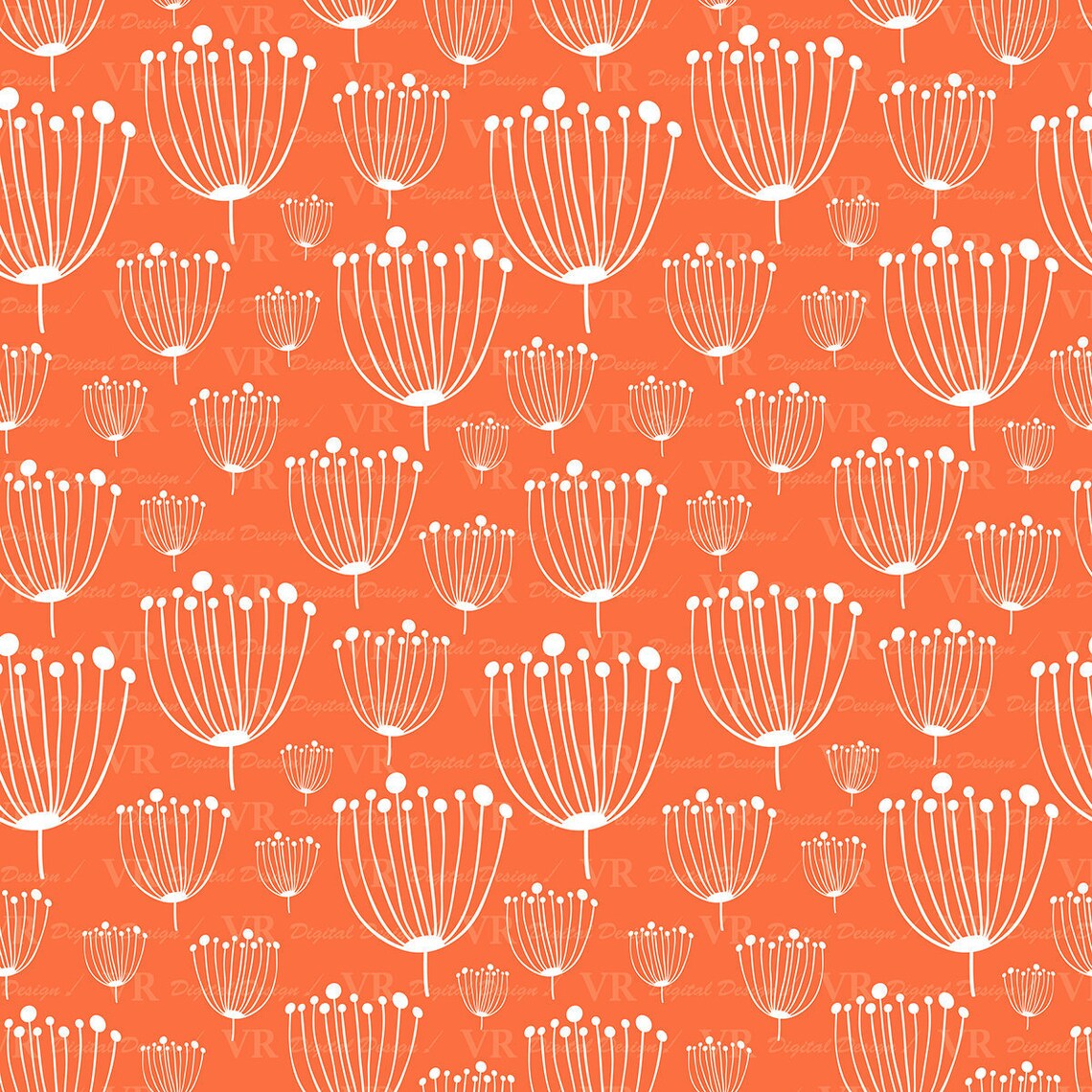 Summer Digital Paper, Bright Flowers and Leaves Digital Paper, hot ...