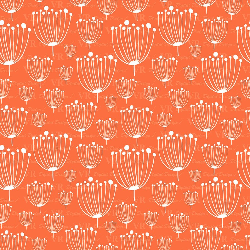 Summer Digital Paper, Bright Flowers and Leaves Digital Paper, "hot ...