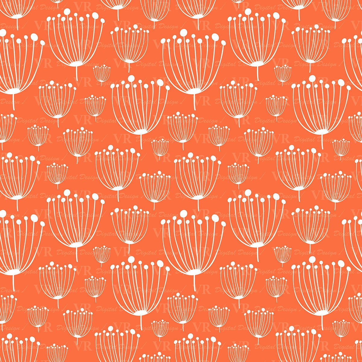 Summer Digital Paper, Bright Flowers and Leaves Digital Paper, "hot ...