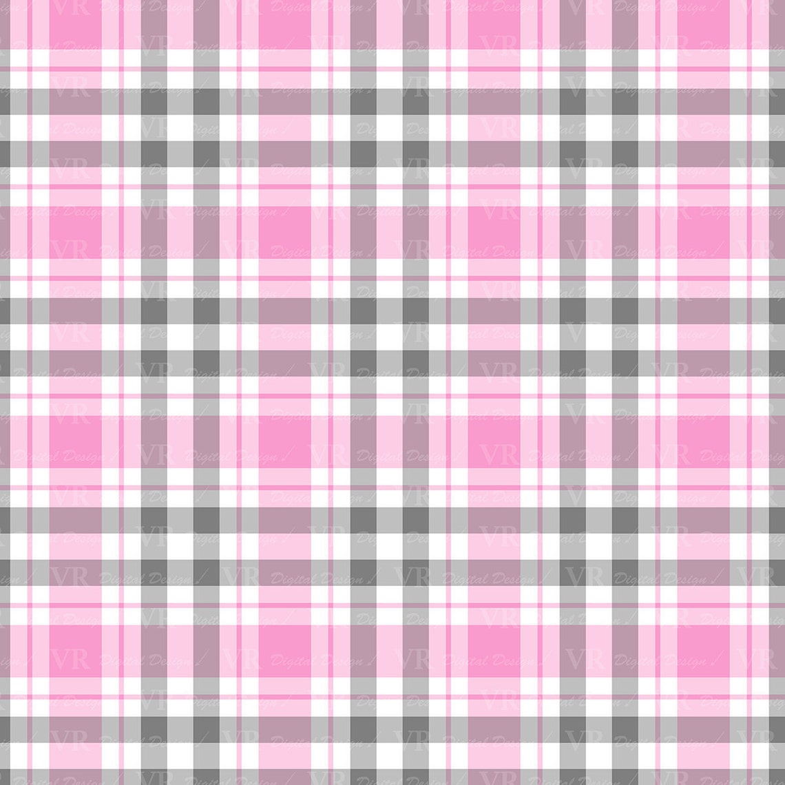 Pink and Grey Plaids Digital Paper Set, Pink and Grey Plaid Digital ...