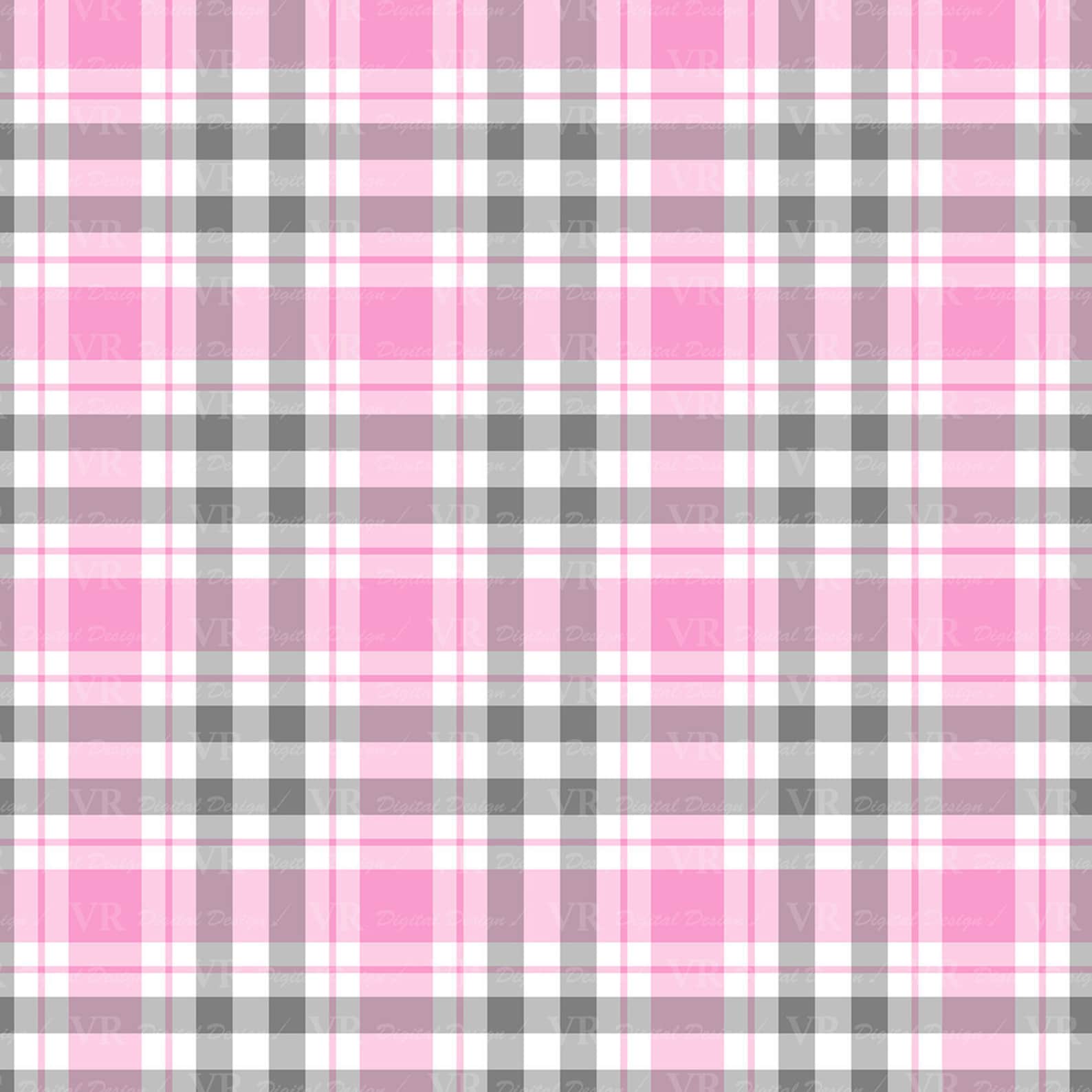 Pink and Grey Plaids Digital Paper Set Pink and Grey Plaid - Etsy