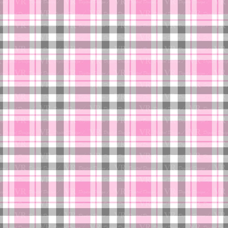 Pink and Grey Plaids Digital Paper Set, Pink and Grey Plaid Digital ...