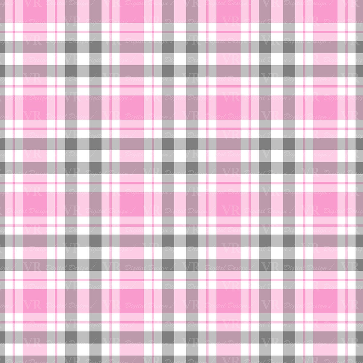 Pink and Grey Plaids Digital Paper Set, Pink and Grey Plaid Digital ...