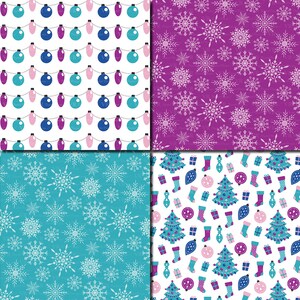 Purple and Blue Christmas Digital Paper, Frozen Christmas Digital ...