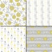 Yellow and Gray Floral Digital Paper, Floral Seamless Pattern, Flowers ...